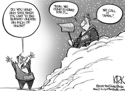 CARTOON: Inch of snow a regular occurrence in North - in April