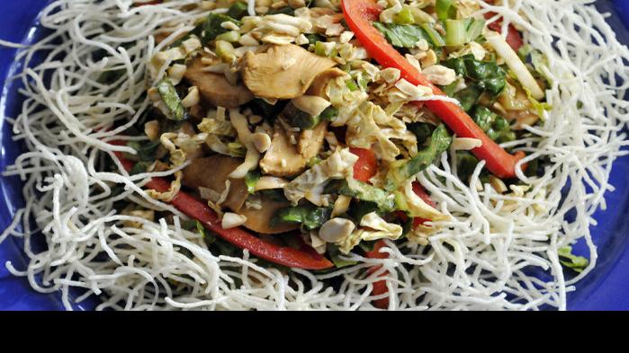 Puffed rice stick noodles add crunch to Chinese chicken salad | Food ...