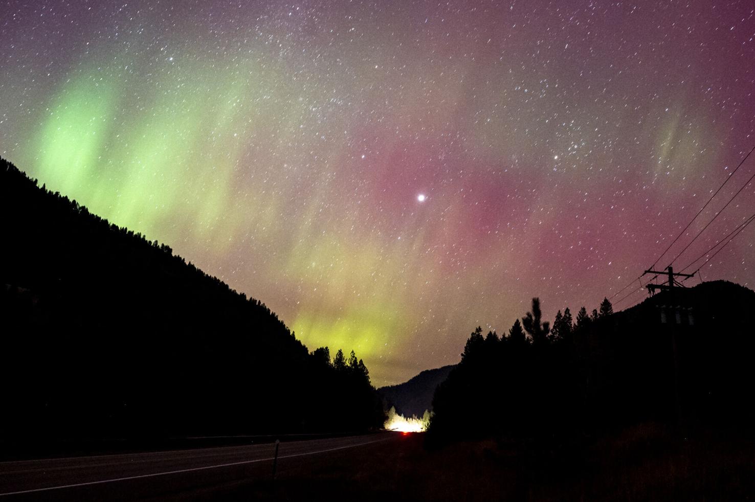Northern lights dance across Montana night sky