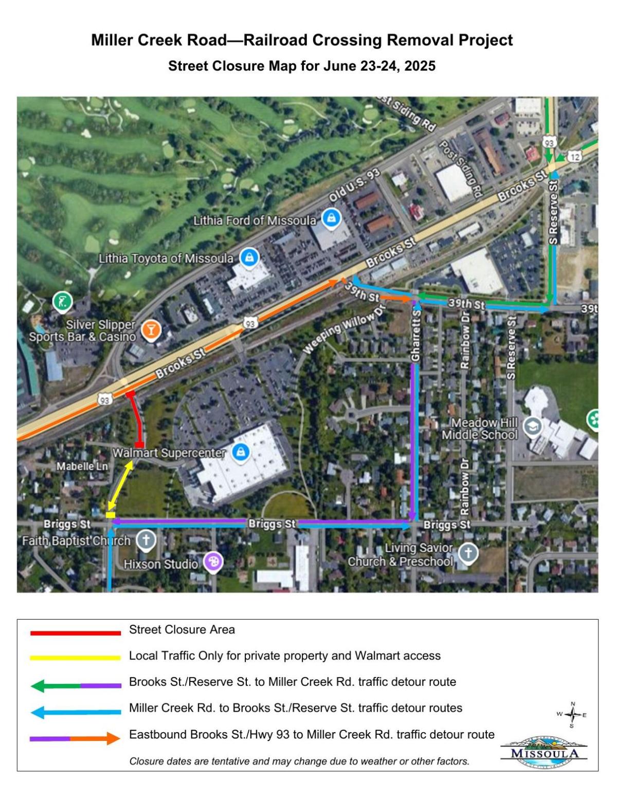 Closure planned for Miller Creek Road along Highway 93