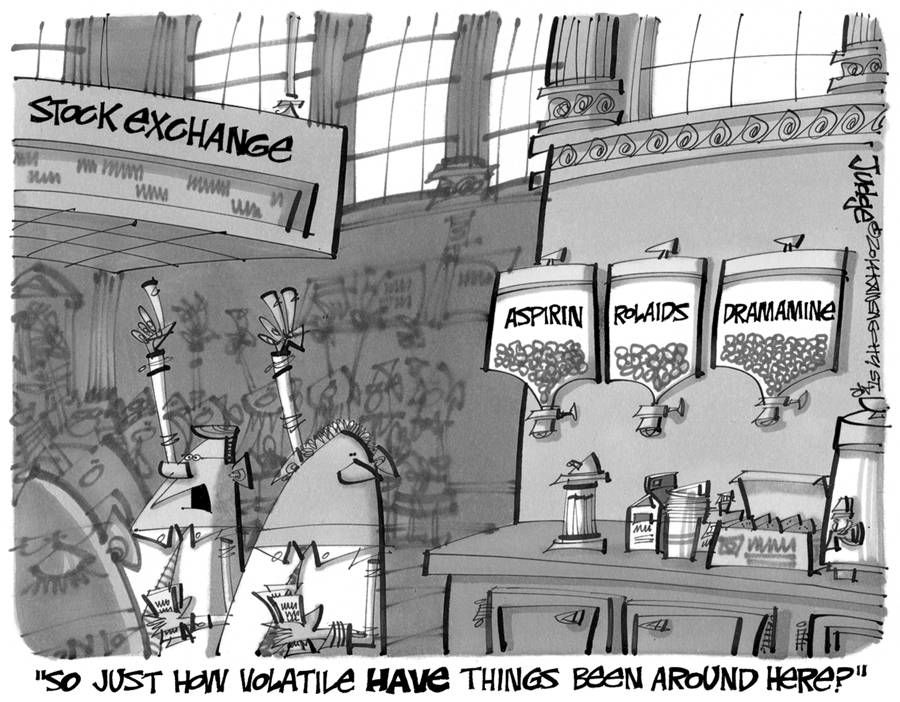 CARTOON: Pain-reliever dispensers an indication of stock market volatility