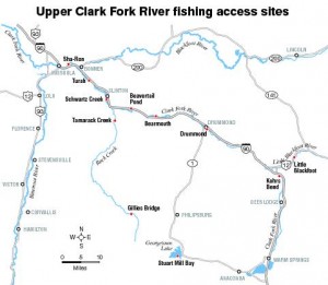 Public fishing access sites on Clark Fork, Bitterroot and Blackfoot rivers