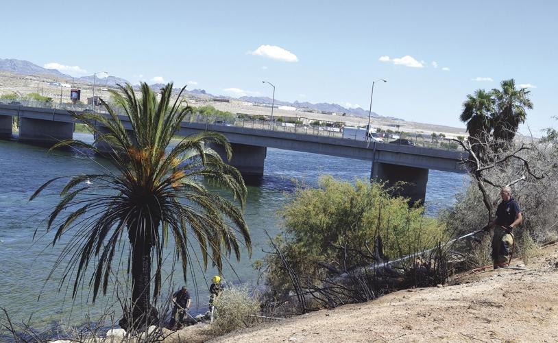 Photos: Brush fire breaks out north of Laughlin bridge Thursday ...