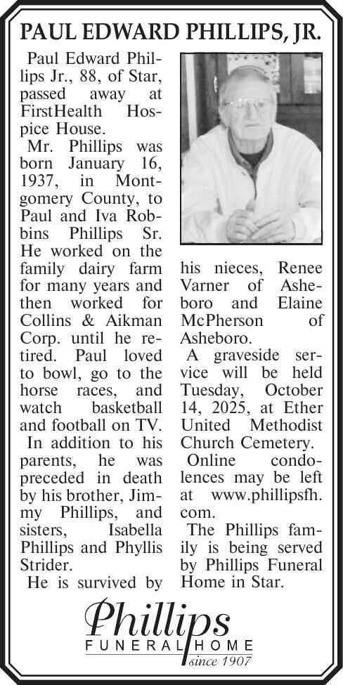 Edward Paul Phillips | Obituaries | montgomeryherald.com