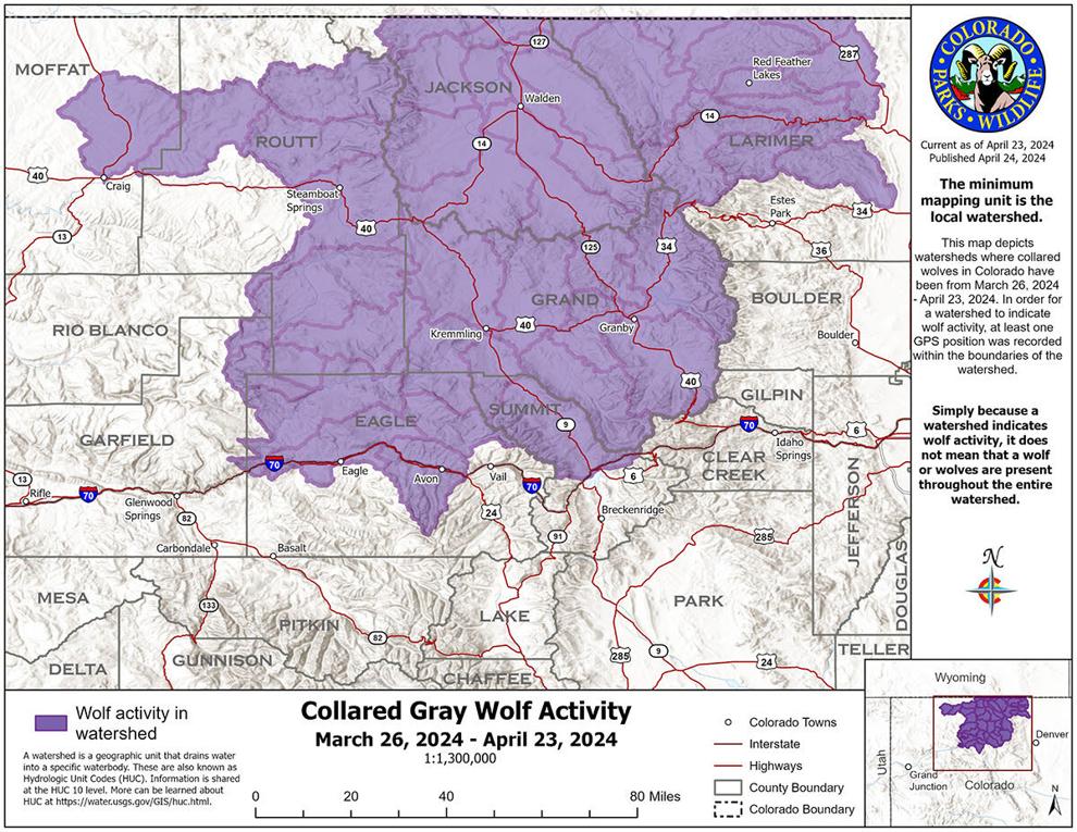 CPW releases updated collared gray wolf activity map; launches ...