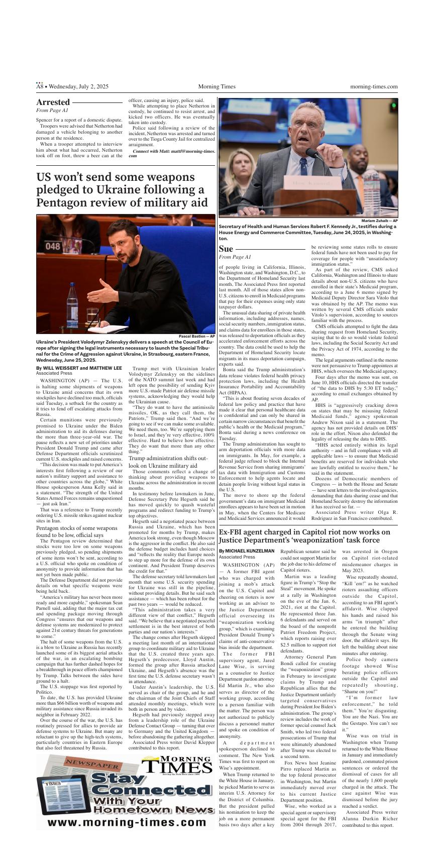 Page A8 | e-Edition | morning-times.com