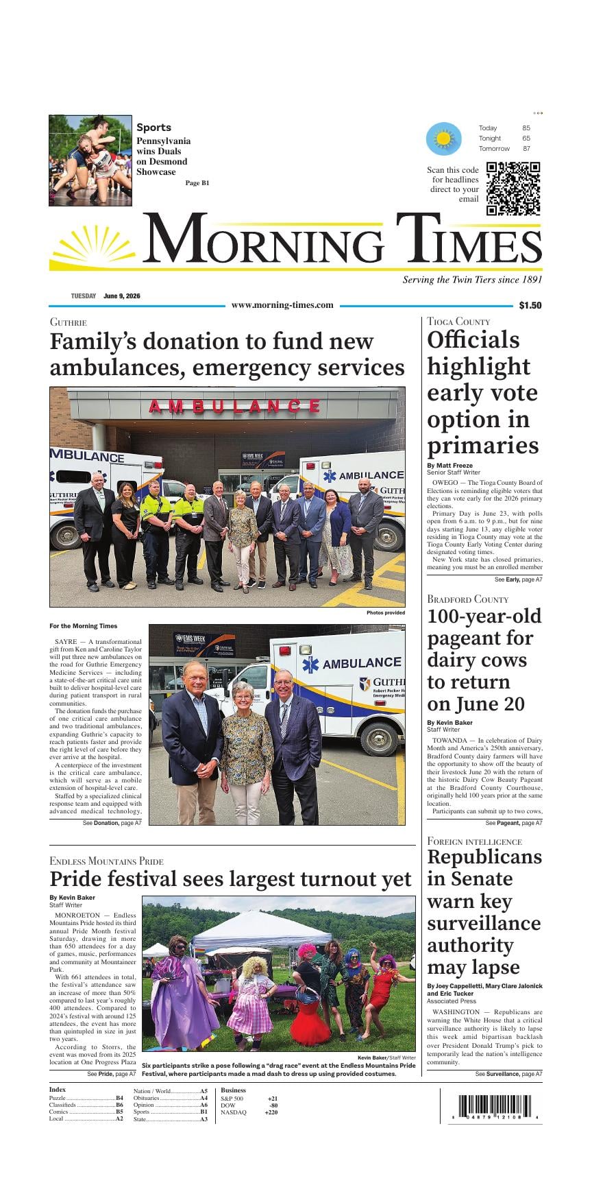 Page A1 | e-Edition | morning-times.com