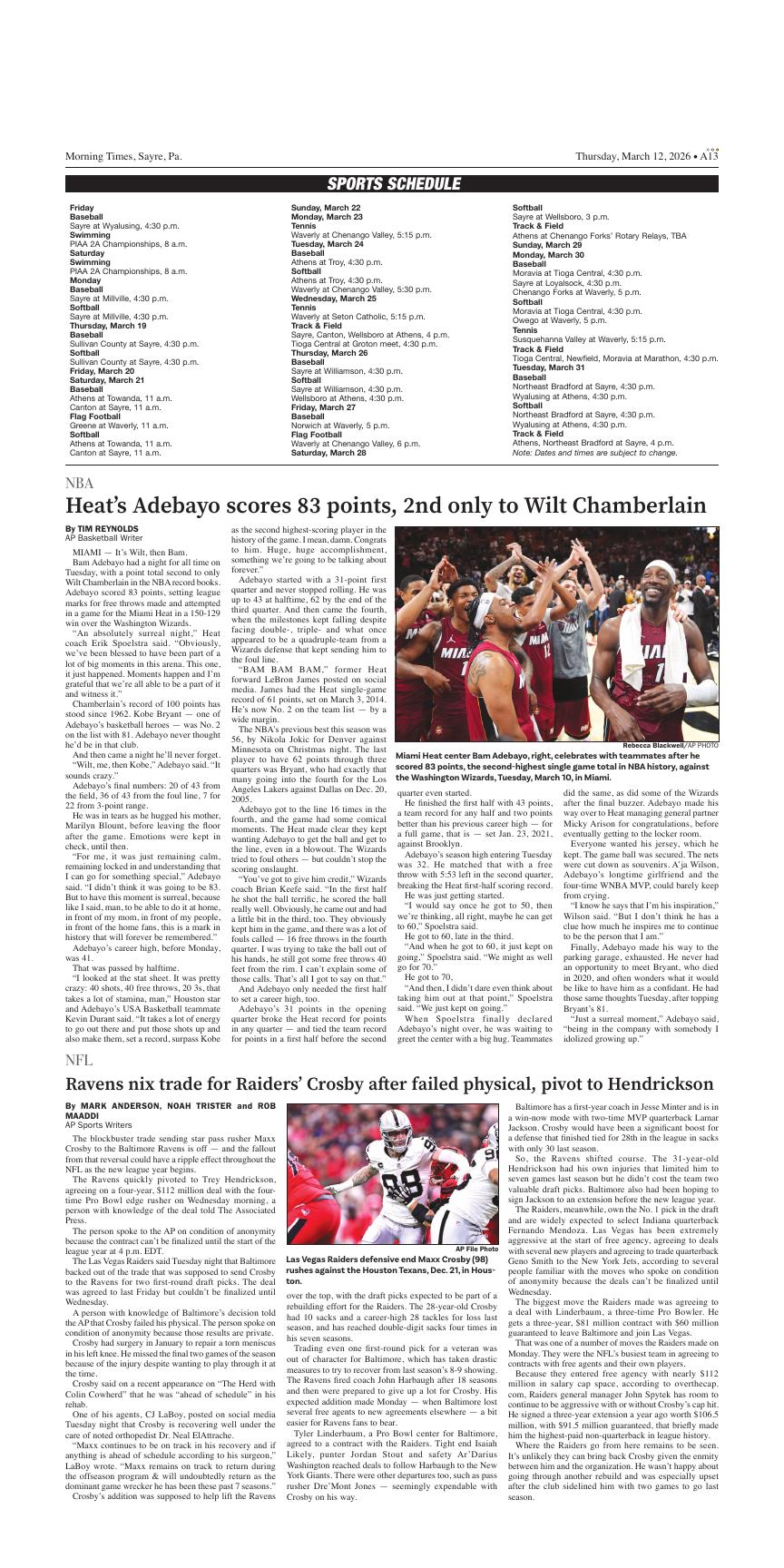 Page A13 | e-Edition | morning-times.com