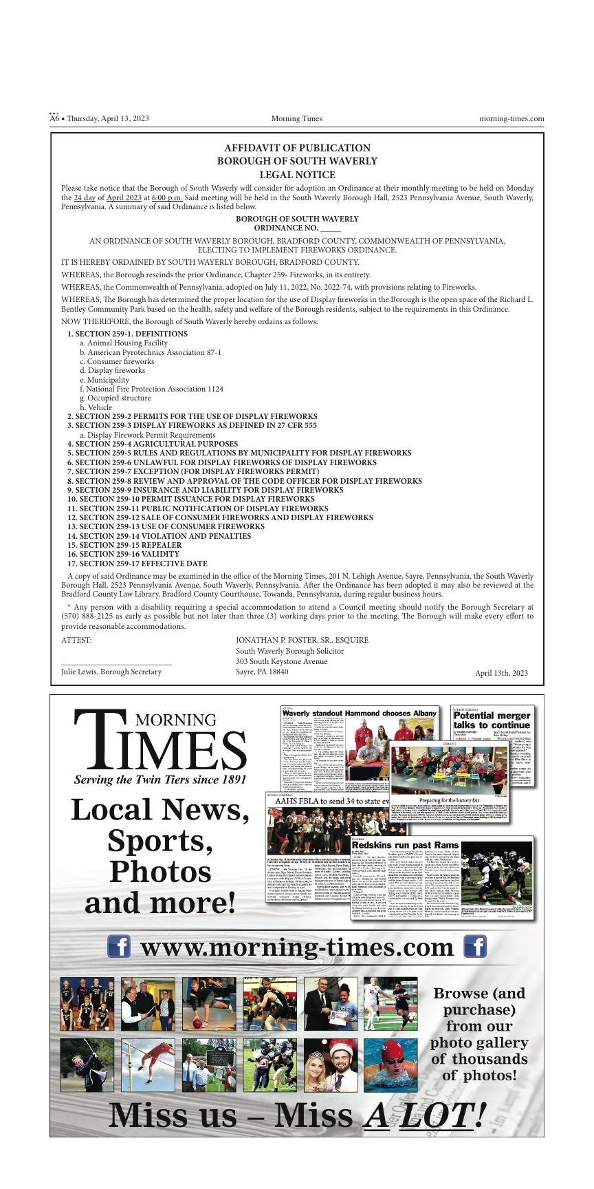 Page A6 | e-Edition | morning-times.com