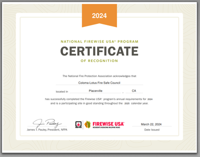 Coloma-Lotus area earns Firewise status | News | mtdemocrat.com