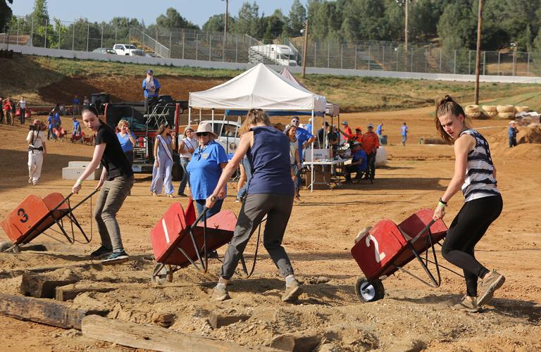 Crashes and dashes — try to keep your shoes on for the wheelbarrow ...