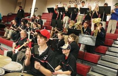 Kids in the band The Twin Bridges Falcons strike up the band as their ...