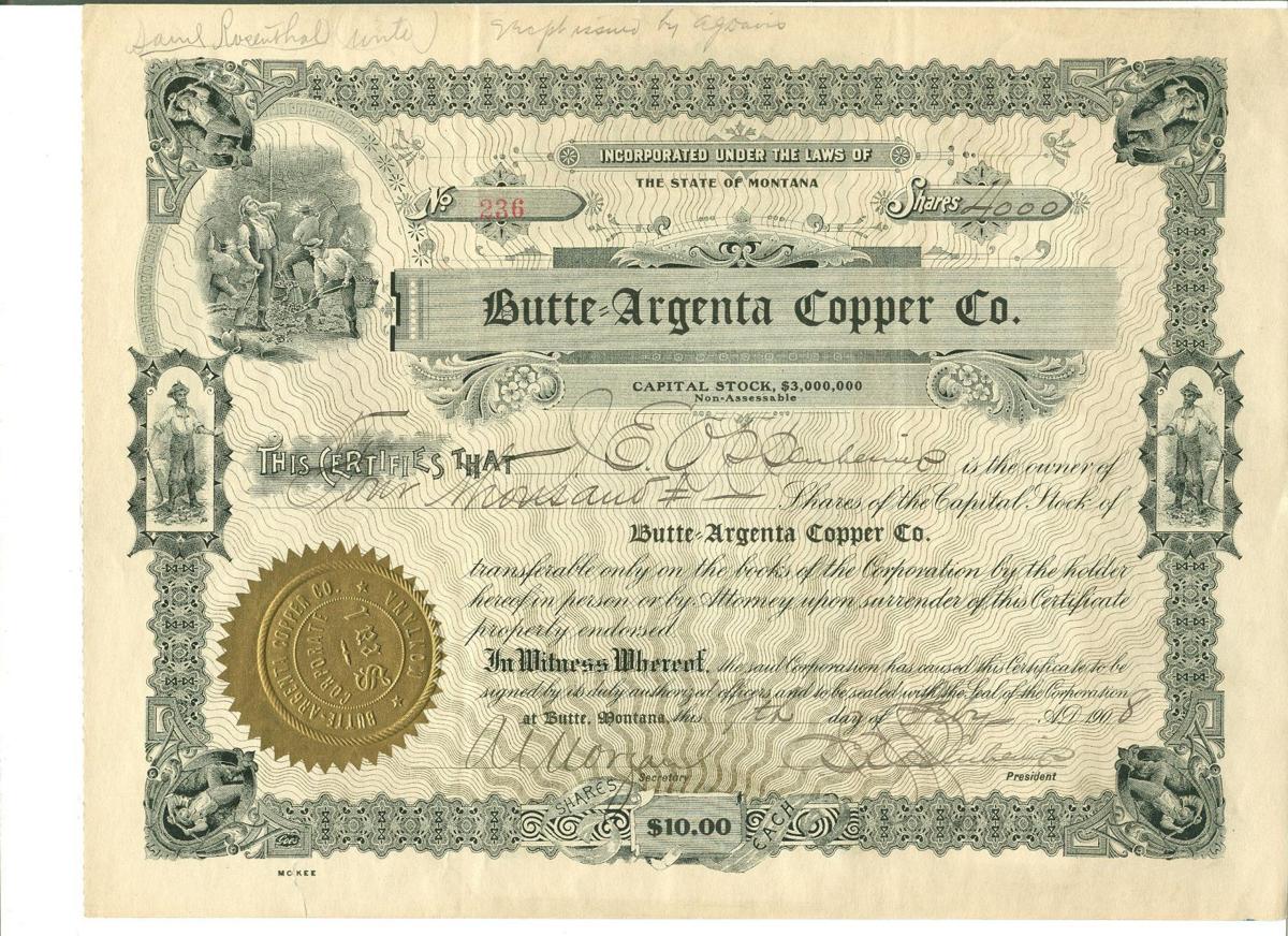 History column: Butte-Argenta Copper Co. tried to make a go of old ...