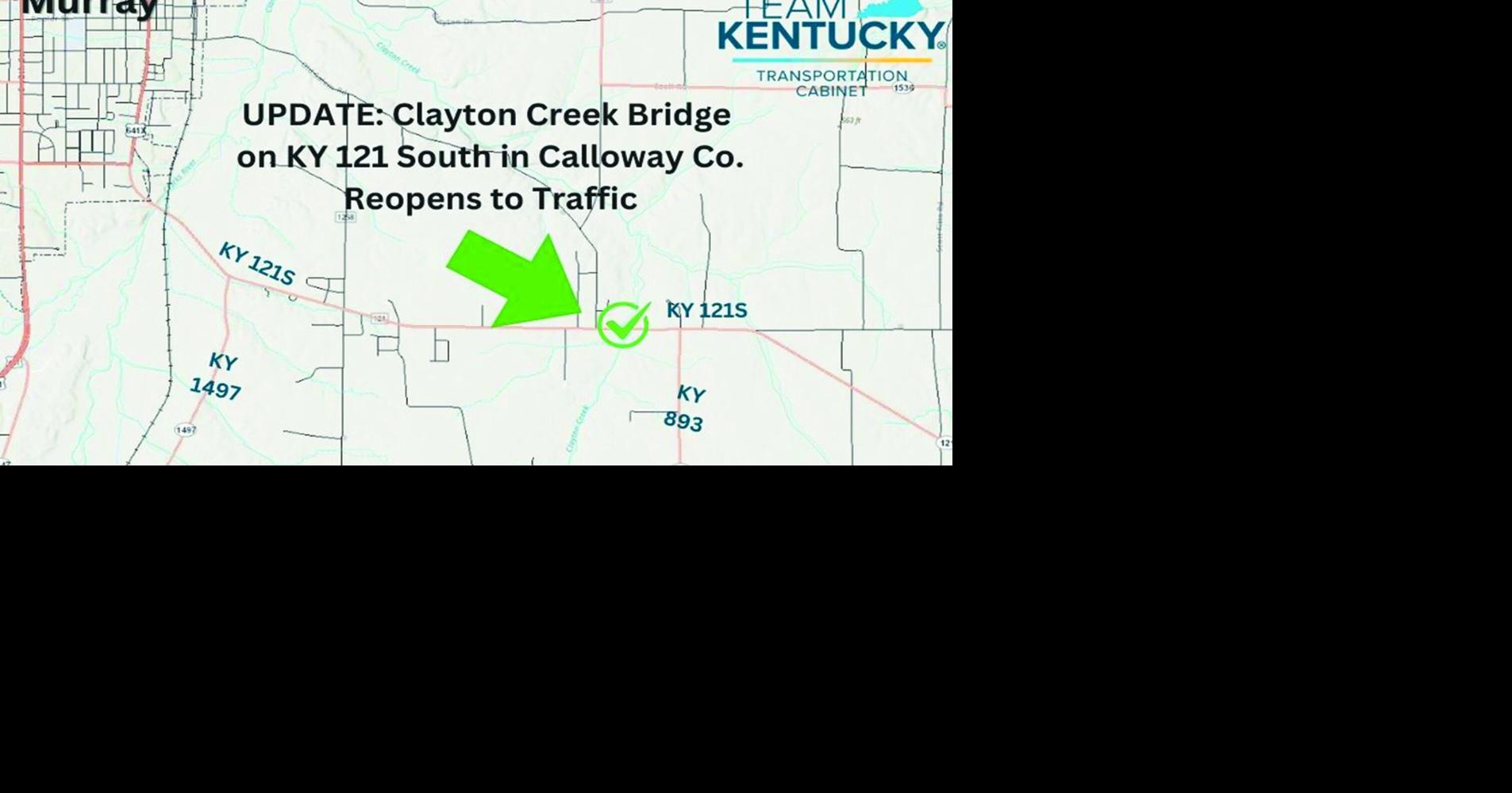 Clayton Creek Bridge reopens to traffic | News | murrayledger.com