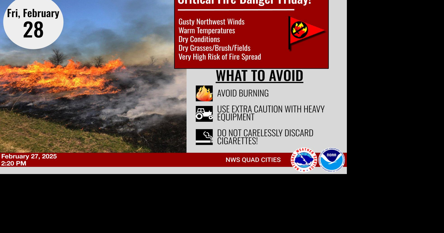 Warning for increased fire danger issued for Muscatine County