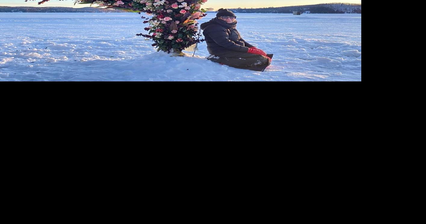 ‘Flowers bring joy’: Dwight Beach brightened by frozen flower arrangement