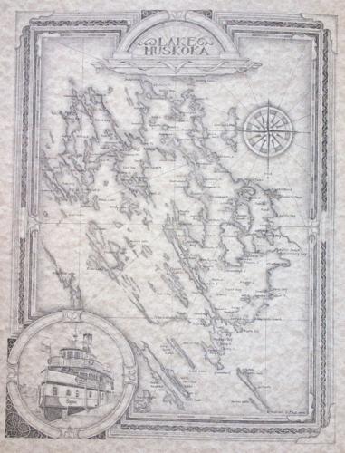 Kahshe Laker cottager creates graphite maps of Muskoka lakes