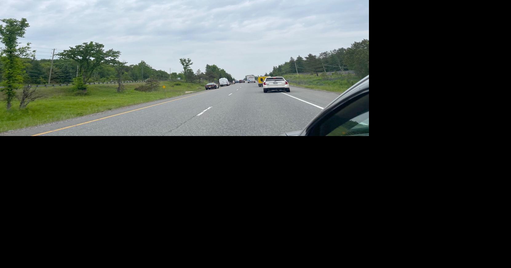 Single vehicle flipped into median on Highway 11 northbound in Muskoka