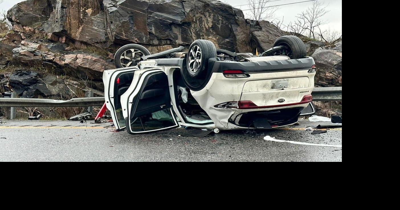 Car collides with rock in single vehicle crash on Hwy 400 in Georgian ...