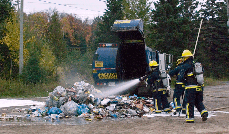 Recycling truck catches fire on residential route