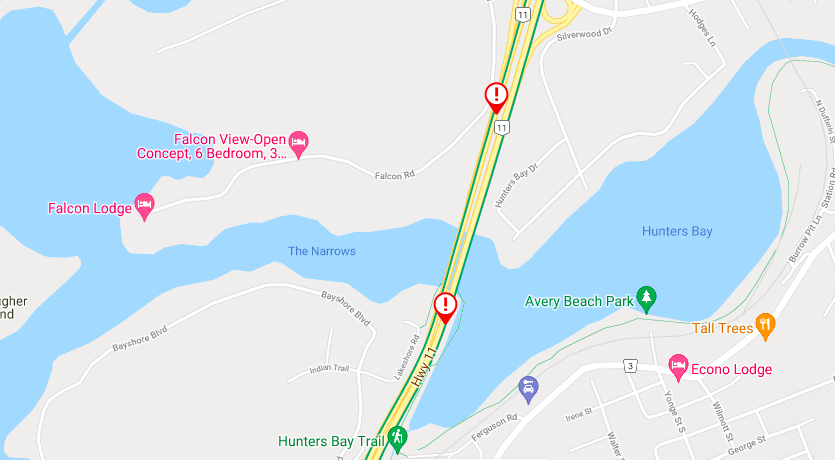 Hwy 11 closures continue in Huntsville due to Hydro One maintenance