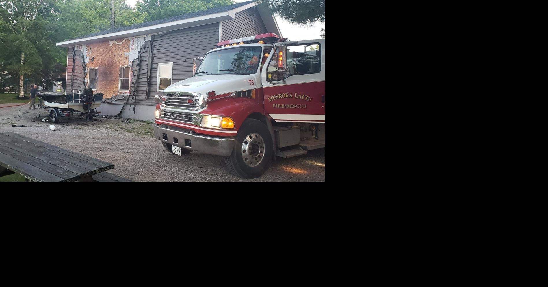 Fire starts on trailered boat, spreads to garage in Muskoka Lakes township