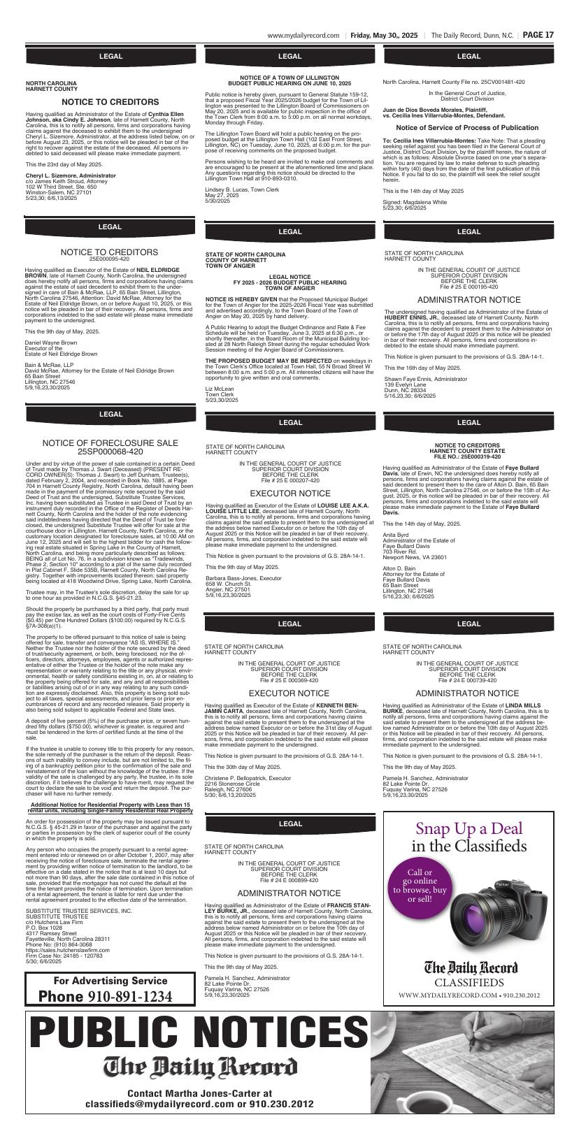 Page A017 | e-Edition | mydailyrecord.com