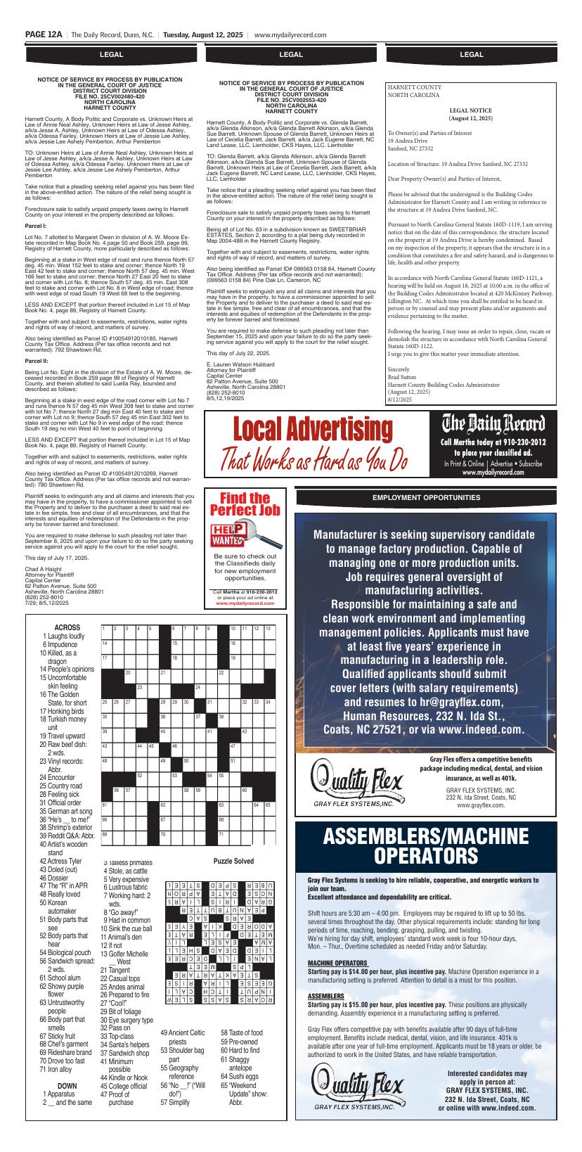 Page A012 | e-Edition | mydailyrecord.com