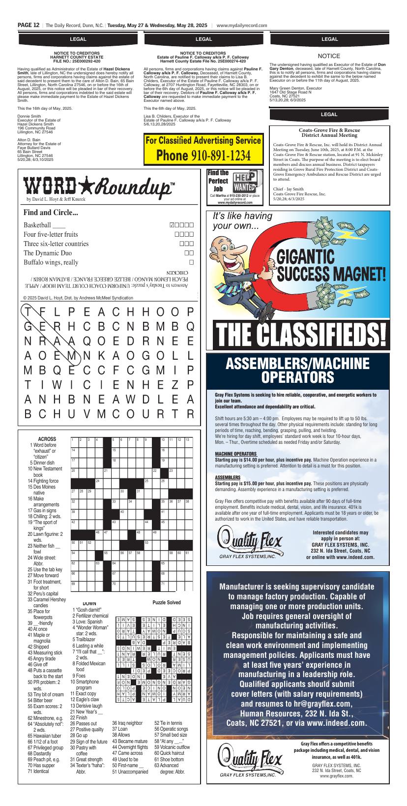 Page A012 | e-Edition | mydailyrecord.com