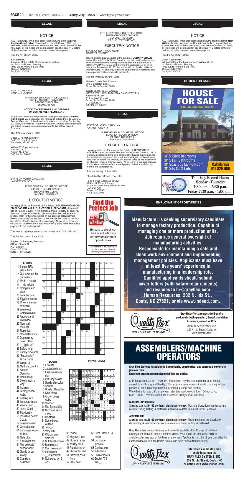 Page A014 | e-Edition | mydailyrecord.com