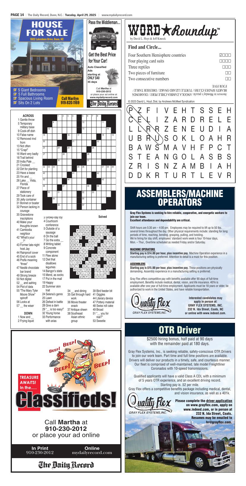 Page A014 | e-Edition | mydailyrecord.com