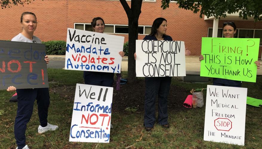 Hospital workers protest COVID vaccine mandate at Shore Regional Health ...