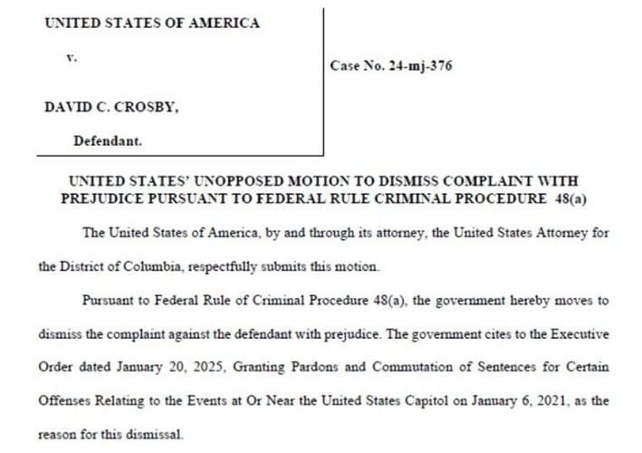 Charges against Crosby's son dropped after Trump pardons Jan. 6 rioters ...
