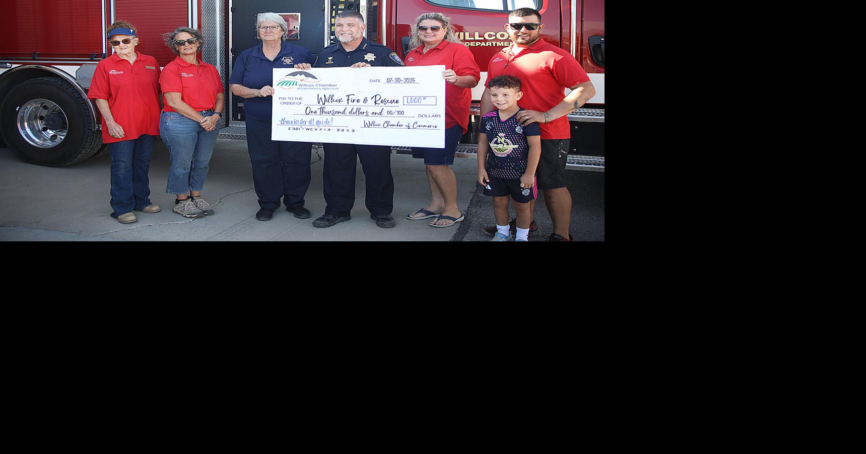 Willcox Fire Department gets $1,000 gift from Chamber of Commerce | Willcox Range News ...