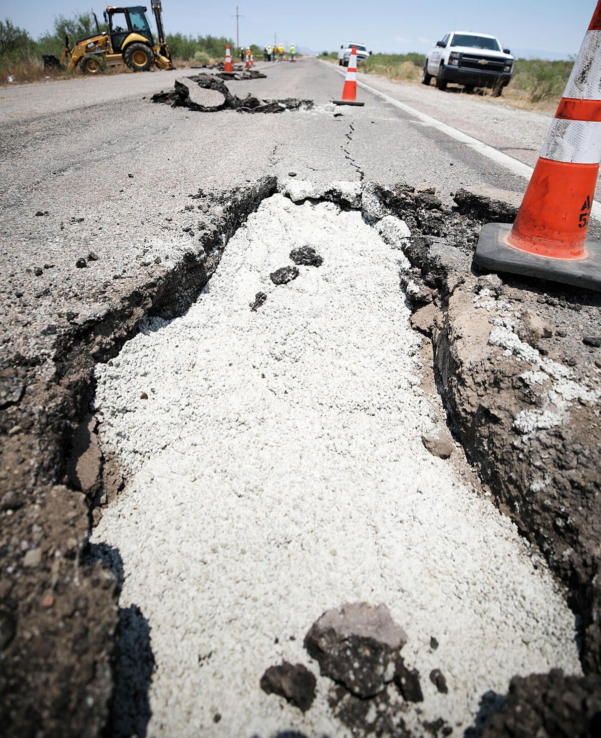 Storm damage to highway from fissures will require extensive repairs ...