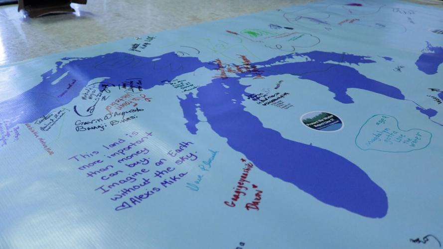 Travelling banner protesting Line 5 visits NMU | Local News | myupnow.com