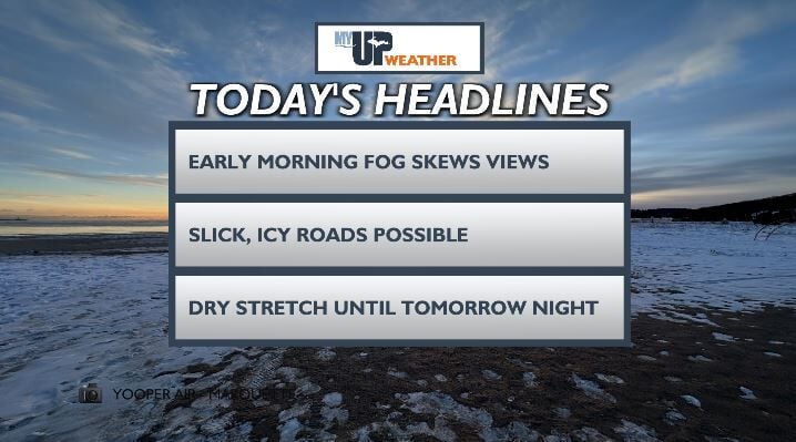 AM roads slick plus fog/freezing fog, sun & clouds play tag later ...