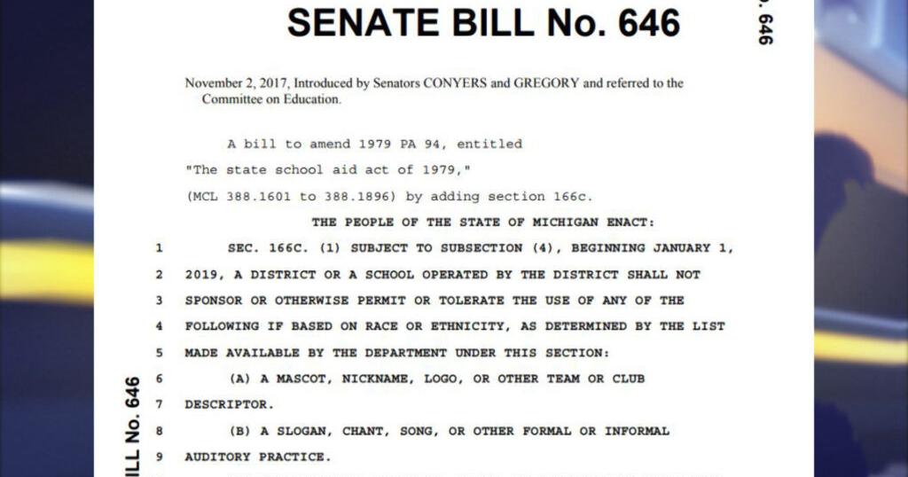 Senate bill aims to remove school nicknames | Local News | myupnow.com