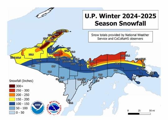 UP snowfall totals show four towns were each covered in 300+ inches of ...