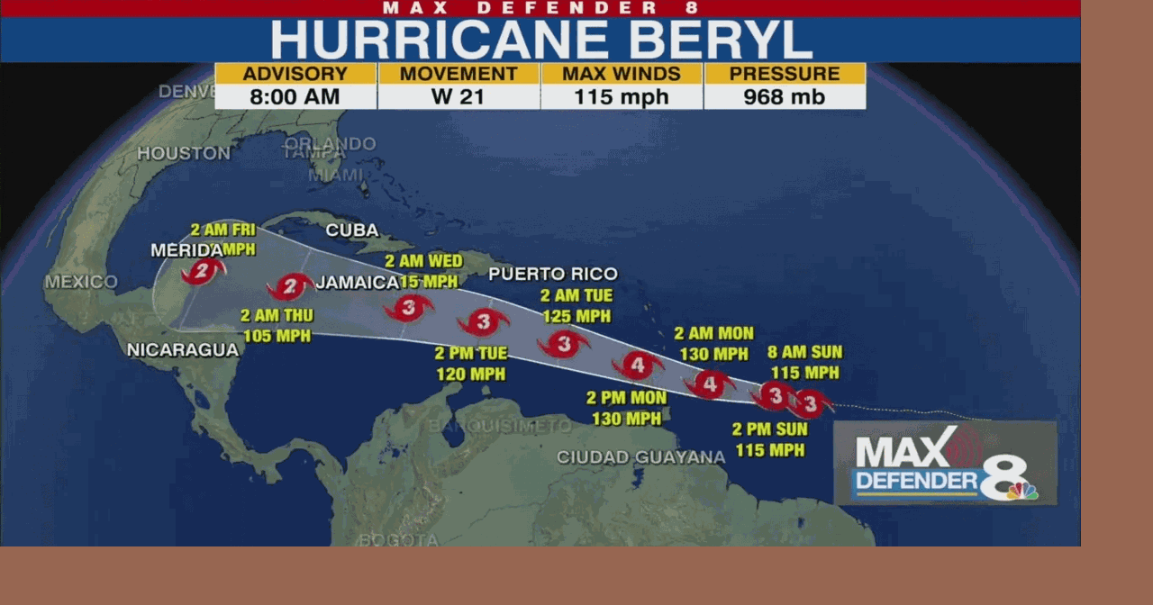 Hurricane Beryl becomes 'extremely dangerous' Category 4 storm ...