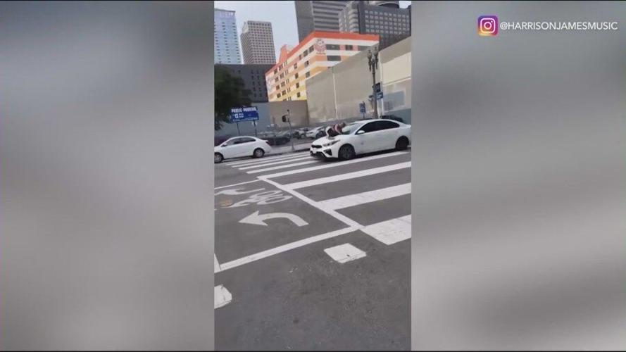 Video: Woman clings to suspect’s car after French bulldog stolen in Los ...
