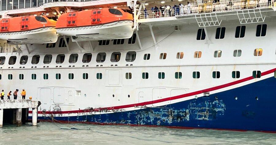 PHOTOS: Carnival cruise ship damaged after slamming into pier amid ...