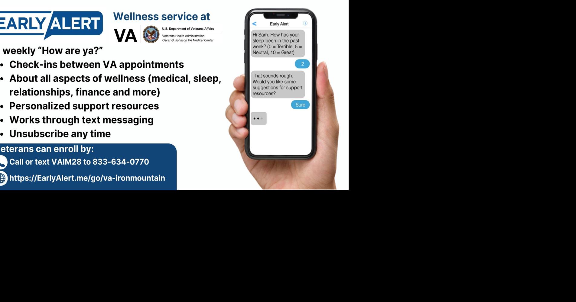Oscar G. Johnson VA Medical Center offers free, confidential text check ...