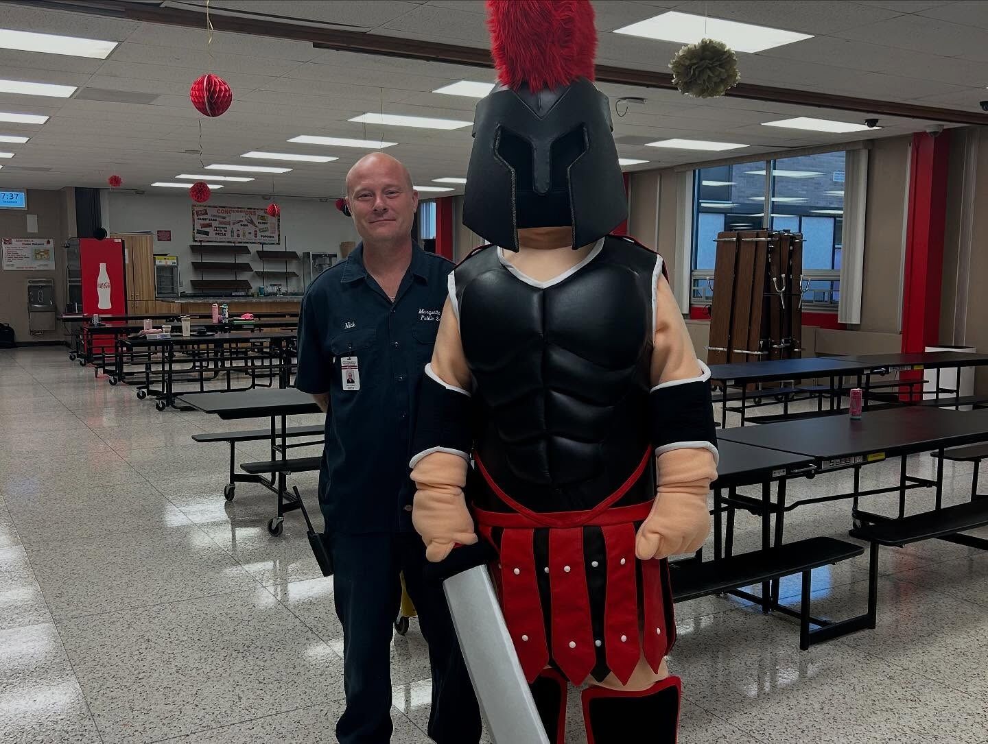 Marquette Senior High School meets new mascot at welcome back assembly ...