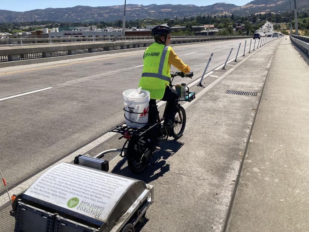 Napa cyclists use new bike lane sweeper for cleaning, safety | News ...
