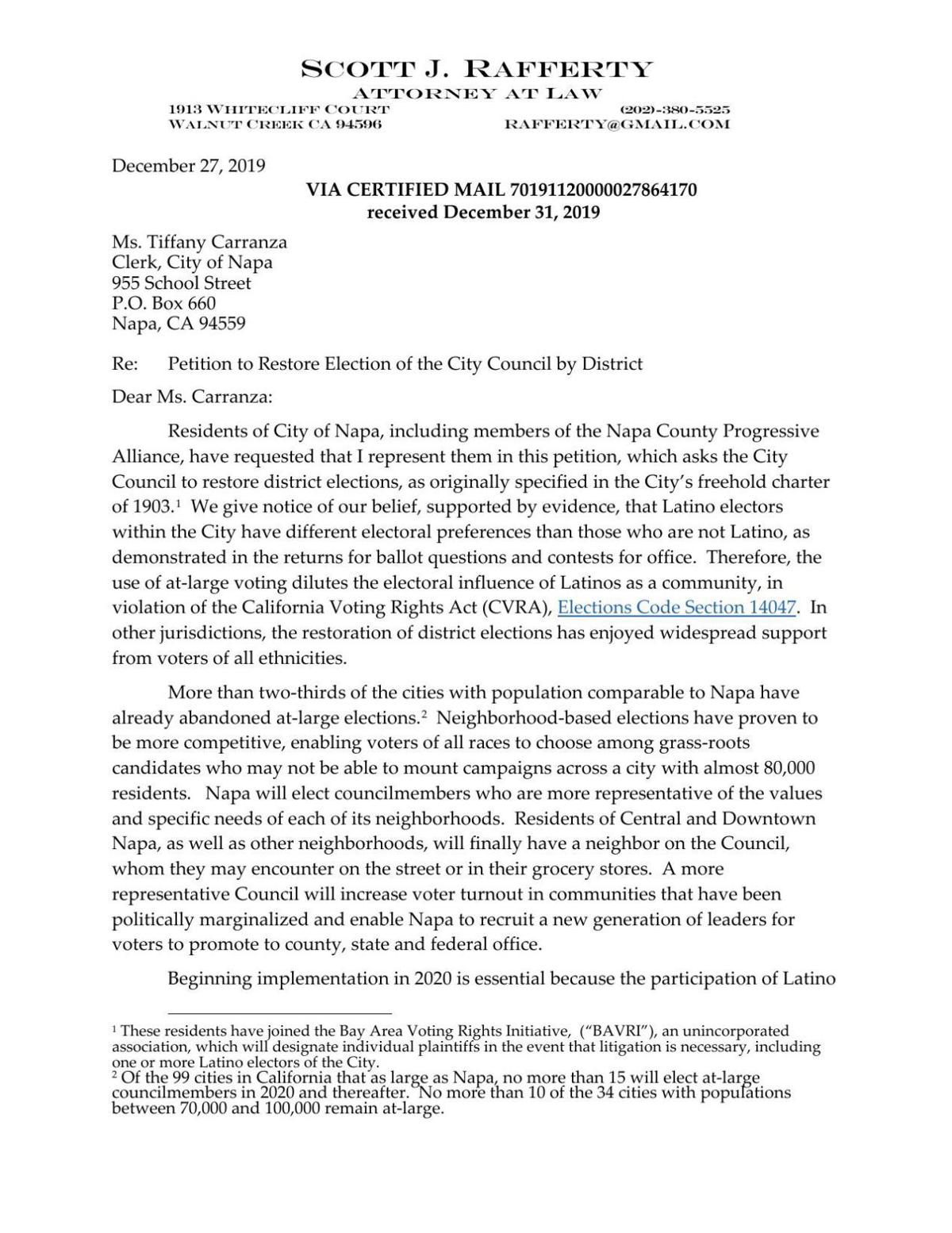 Napa hit with request to change Council elections from at-large to ...