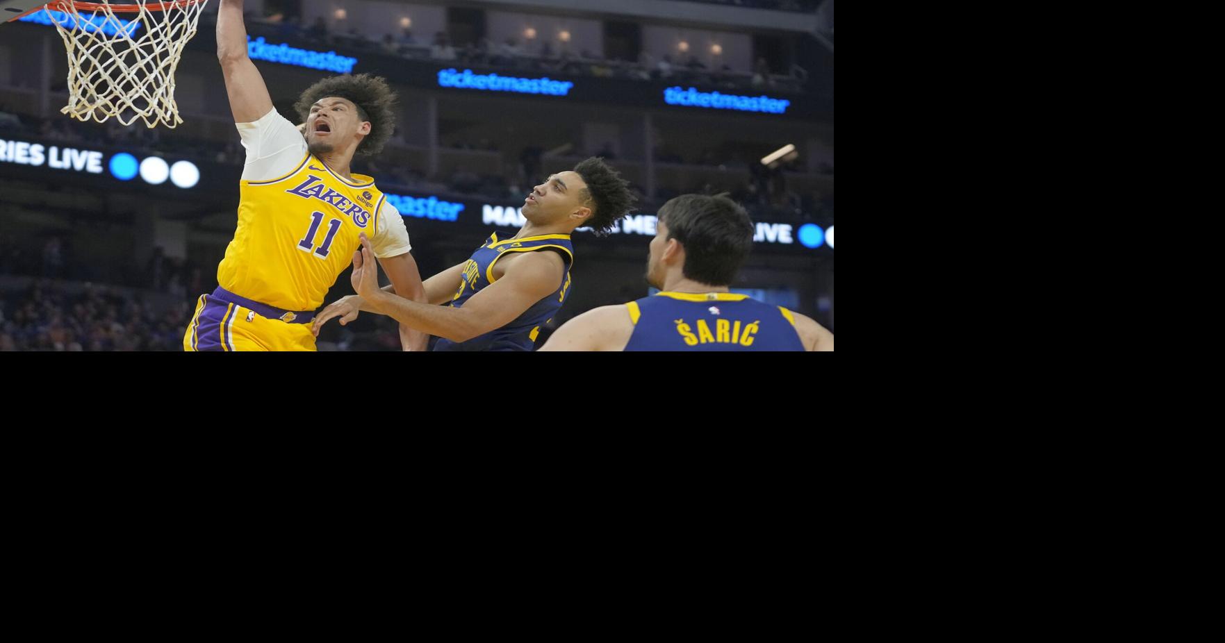 NBA: Warriors beat LeBron-less Lakers, 128-110