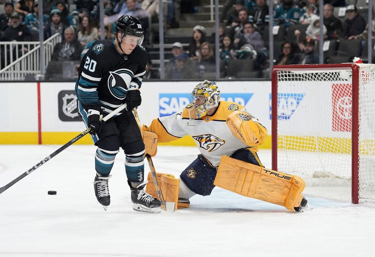 NHL: Sherwood scores twice in Predators' 4-2 victory over Sharks