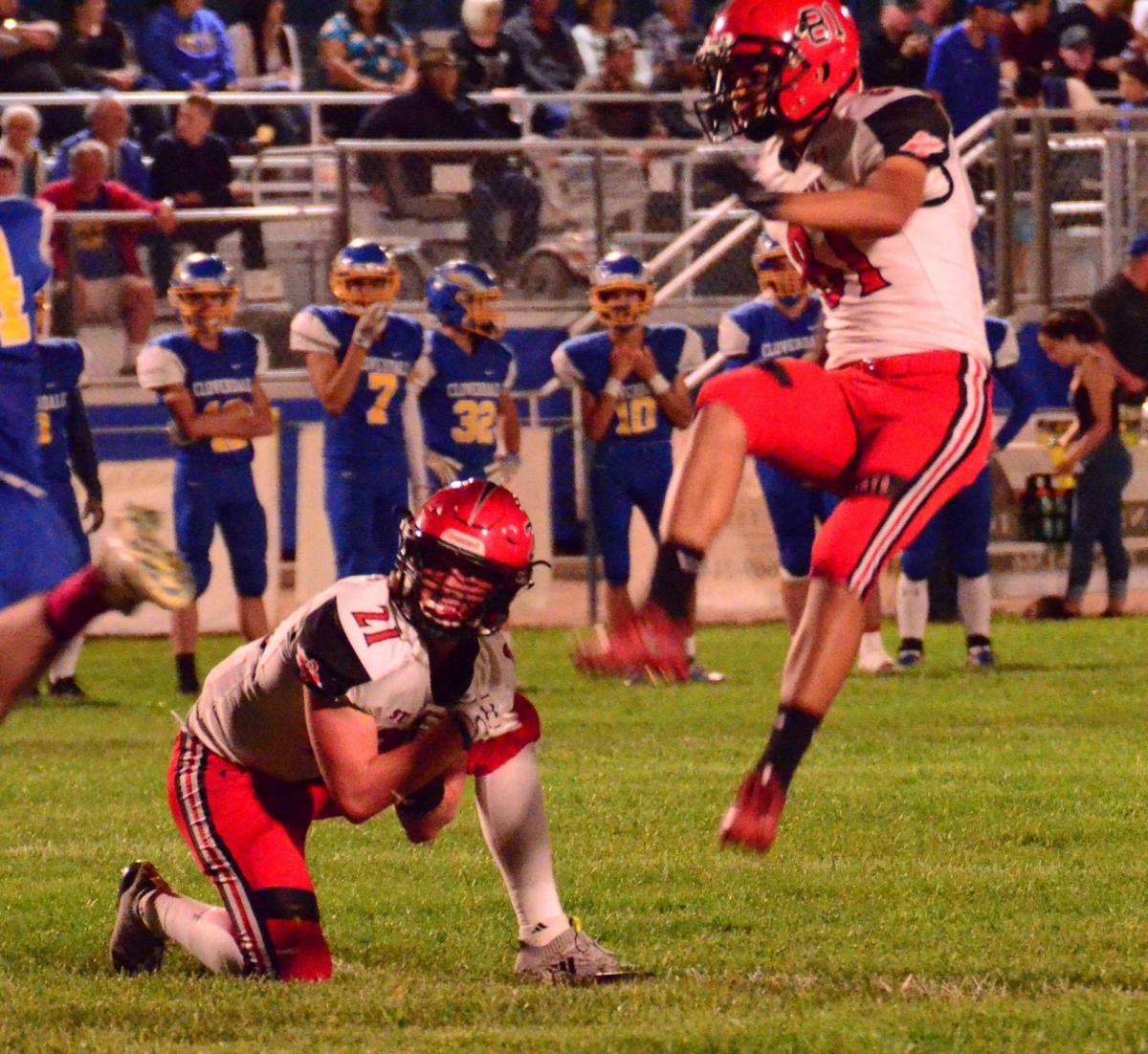 St. Helena football team slams Cloverdale for Farrell's 100th win, 49 ...