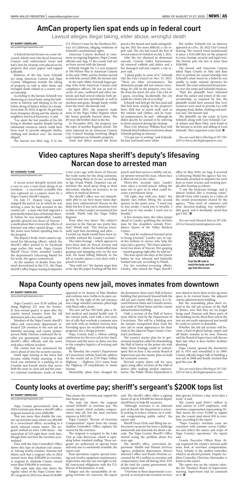 Page A05 | Napa Valley Register E-edition | napavalleyregister.com